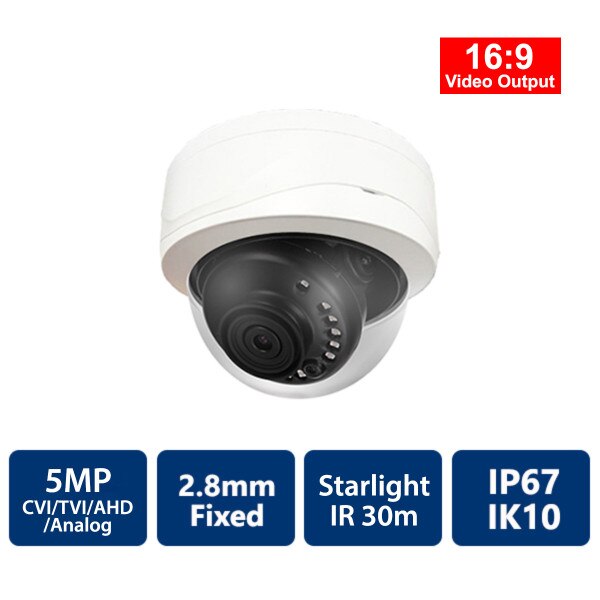 5MP Starlight 4-in-1 HD 2.8mm Analog IR Vandal Dome (CAM-IC9315-28-S2)