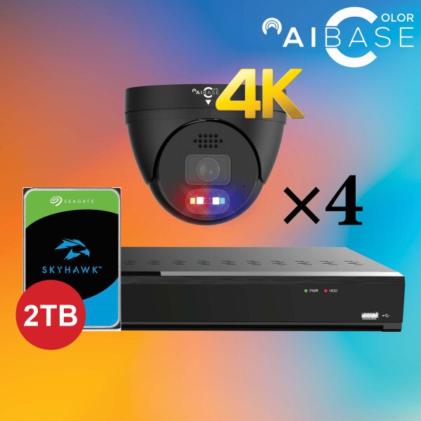 4CH 4K Active Deterrence AI Full Color PoE IP Kit, 2TB option (KIT ...